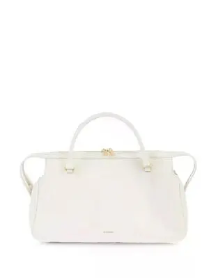 JIL SANDER Crocodile-pattern Leather Tote Bag - White
