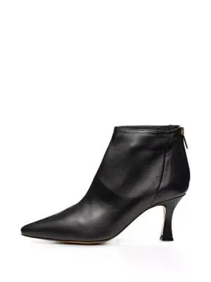POCHE PARIS Pointed-toe Rear-zip Ankle Boots - Black
