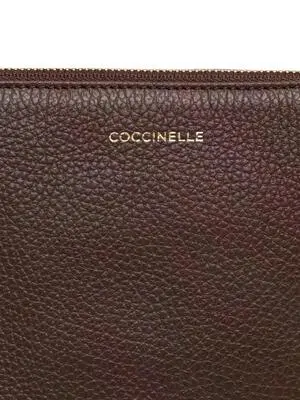 COCCINELLE Grained Leather Clutch With Wrist Strap