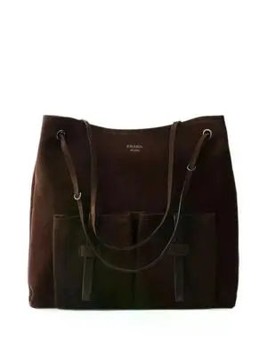 Prada Route Large Suede Bag - Brown