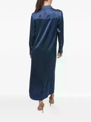 Loulou De Saison Satin Maxi Shirt Dress - Blue