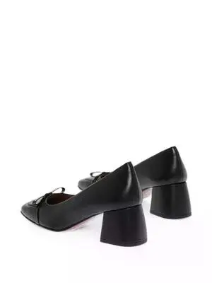 AMEDEO TESTONI Calf Leather Bow Detail Square Toe Pumps