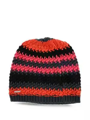 Dsquared2 Chunky-knit Striped Beanie Hat - Black