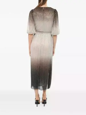 Costarellos Metallic-effect Plissé Midi Dress