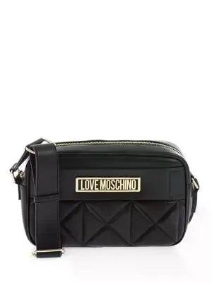 Moschino Quilted Logo-plaque Crossbody Bag - Black