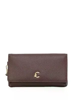 COCCINELLE Small C-me Logo-plaque Pebbled Clutch Bags - Brown