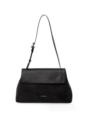 COCCINELLE Grained-leather Foldover Tote Bag - Black