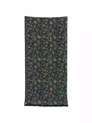 Kiton Paisley Fringed Scarf - Blue