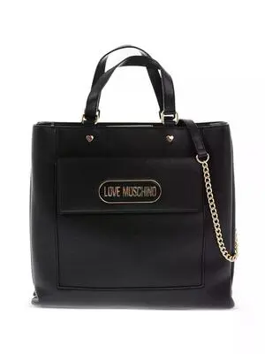 Moschino Plaque Shoulder Bag - Black