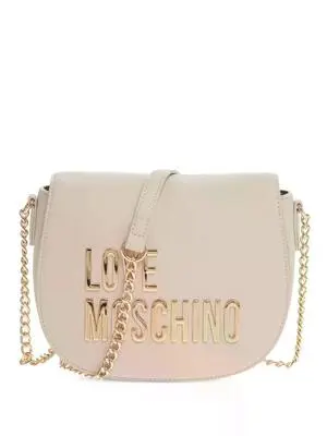 Moschino Logo Plaque Saddle Bag - Neutrals
