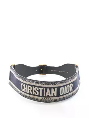 Dior 2010s Embroidered Canvas Belt - Blue
