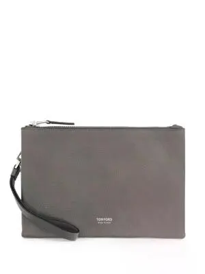 TOM FORD Grained Leather Clutch Bag - Grey