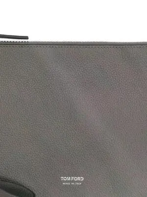 TOM FORD Grained Leather Clutch Bag - Grey