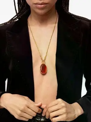Sylvia Toledano 22k -plated Brass Jasper Oval Pendant Necklace