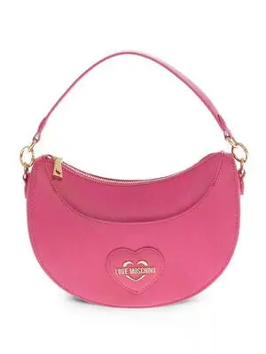 Moschino Saffiano-effect Heart Patch Shoulder Bag - Pink
