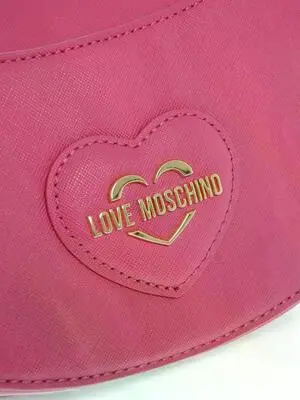 Moschino Saffiano-effect Heart Patch Shoulder Bag
