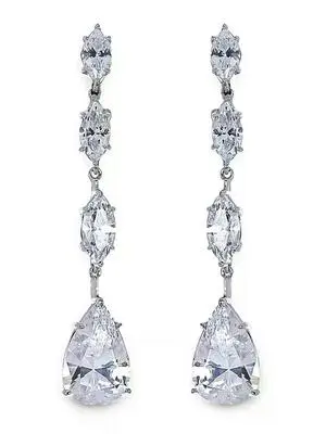 FANTASIA BY DESERIO Triple Marquise And Pear-cut Cubic Zirconia Drop Earrings