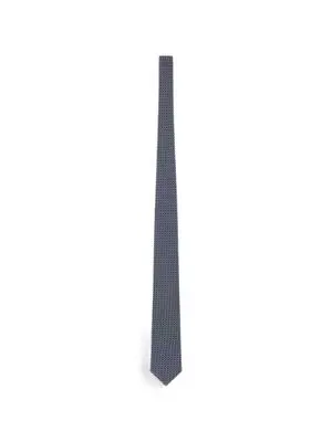 LARDINI Geometric-pattern Silk Tie - Blue