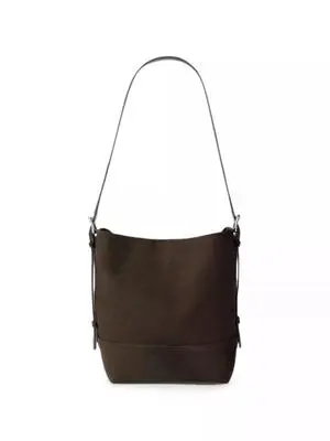 LEMAIRE Small Belted Tote Bag In Alpaca Nubuck - Brown