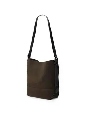 LEMAIRE Small Belted Tote Bag In Alpaca Nubuck - Brown
