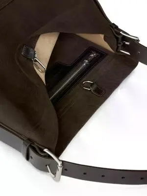 LEMAIRE Small Belted Tote Bag In Alpaca Nubuck - Brown