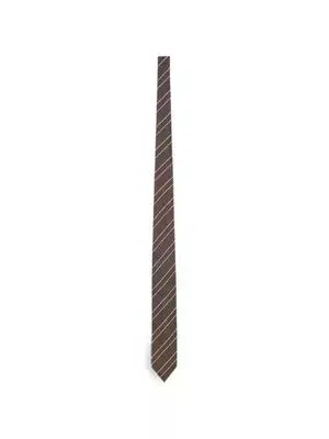 LARDINI Diagonal Stripe Silk Tie - Brown
