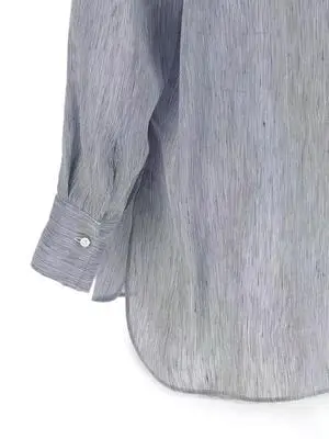 Brunello Cucinelli Micro-striped Hooded Shirt - Blue