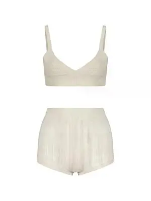 Red Valentino Ribbed-knit Underwear Set - Neutrals