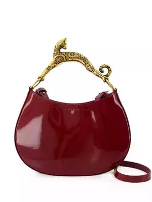 LANVIN Cat Poignée Patent Leather Crossbody Bag - Red