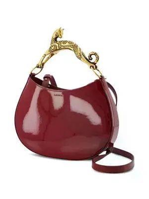 LANVIN Cat Poignée Patent Leather Crossbody Bag - Red