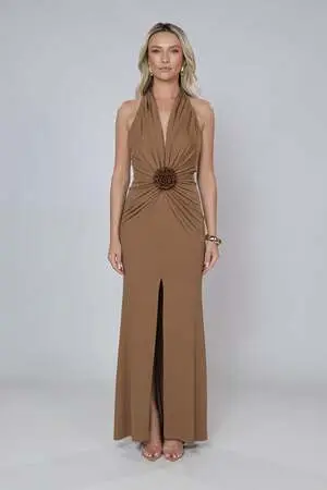 ROSERRY Mallorca Jersey Open Back Maxi Dress - Black
