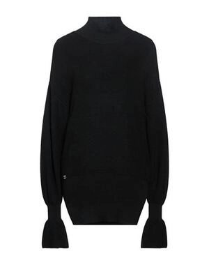 MANILA GRACE Dark Turtleneck Knit Top - Black