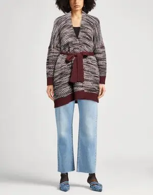 MANILA GRACE Wool Blend Knit Cardigan - Red
