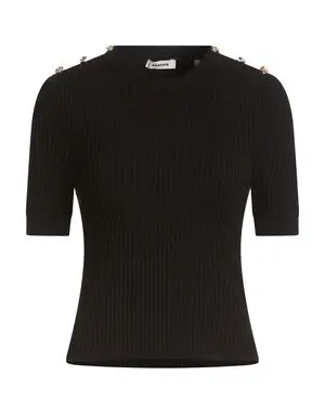 Sandro Ribbed Knit Crewneck Top - Black