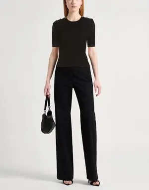 Sandro Ribbed Knit Crewneck Top - Black