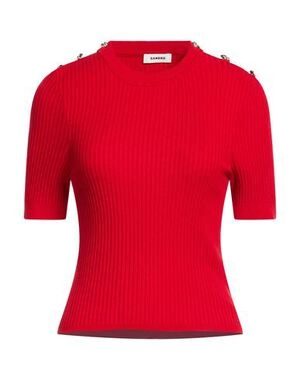 Sandro Ribbed Knit Crewneck Top - Red