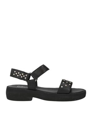 FELMINI Calfskin Appliqué Sandals - Black
