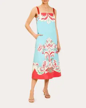 Mestiza New York Galena Floral Poplin Column Midi Dress - Blue