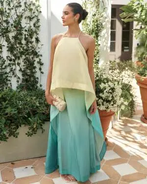 Mestiza New York Mariposa Convertible Organza Train Gown
