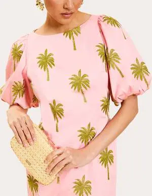 Mestiza New York Donovan Embroidered Poplin Puff-sleeve Mini Dress