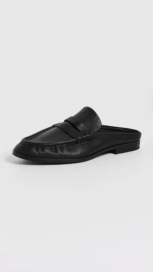 Simkhai Dean Pebbled Leather Loafer Mules - Black