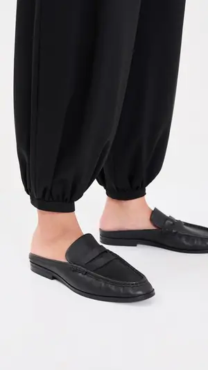 Simkhai Dean Pebbled Leather Loafer Mules - Black