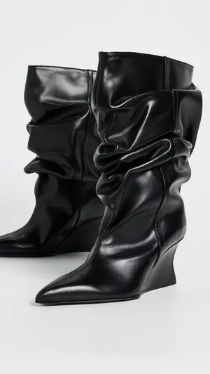 Balmain Calfskin Ankle Wedge Boots