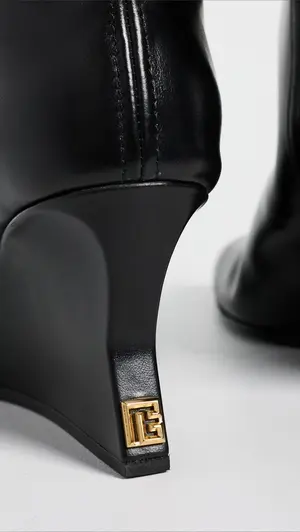 Balmain Calfskin Ankle Wedge Boots