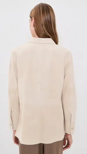 Vince Suede Paneled Button Down Shirt