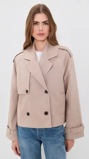 ANINE BING Rickie Cropped Trench Coat