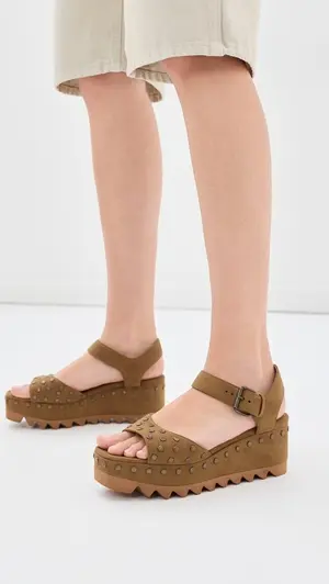 Stella McCartney Elyse Studded Faux Suede Platform Sandals