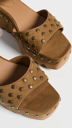 Stella McCartney Elyse Studded Faux Suede Platform Sandals