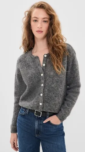 American Vintage Vitow Alpaca Wool Blend Cardigan - Acier Chine