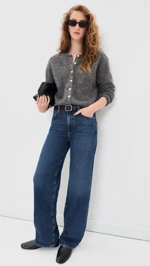 American Vintage Vitow Alpaca Wool Blend Cardigan - Acier Chine